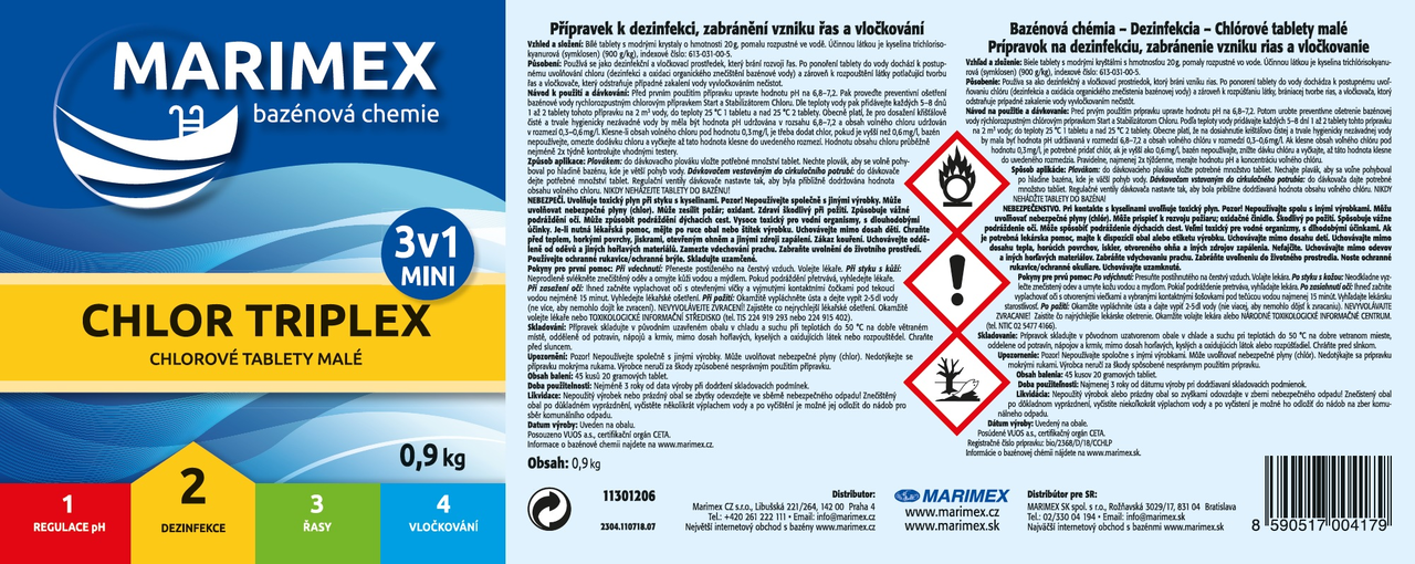 Chlor TriplexMini 3v1 Marimex 0,9 kg 1 ks - Bazény, vířivky ...