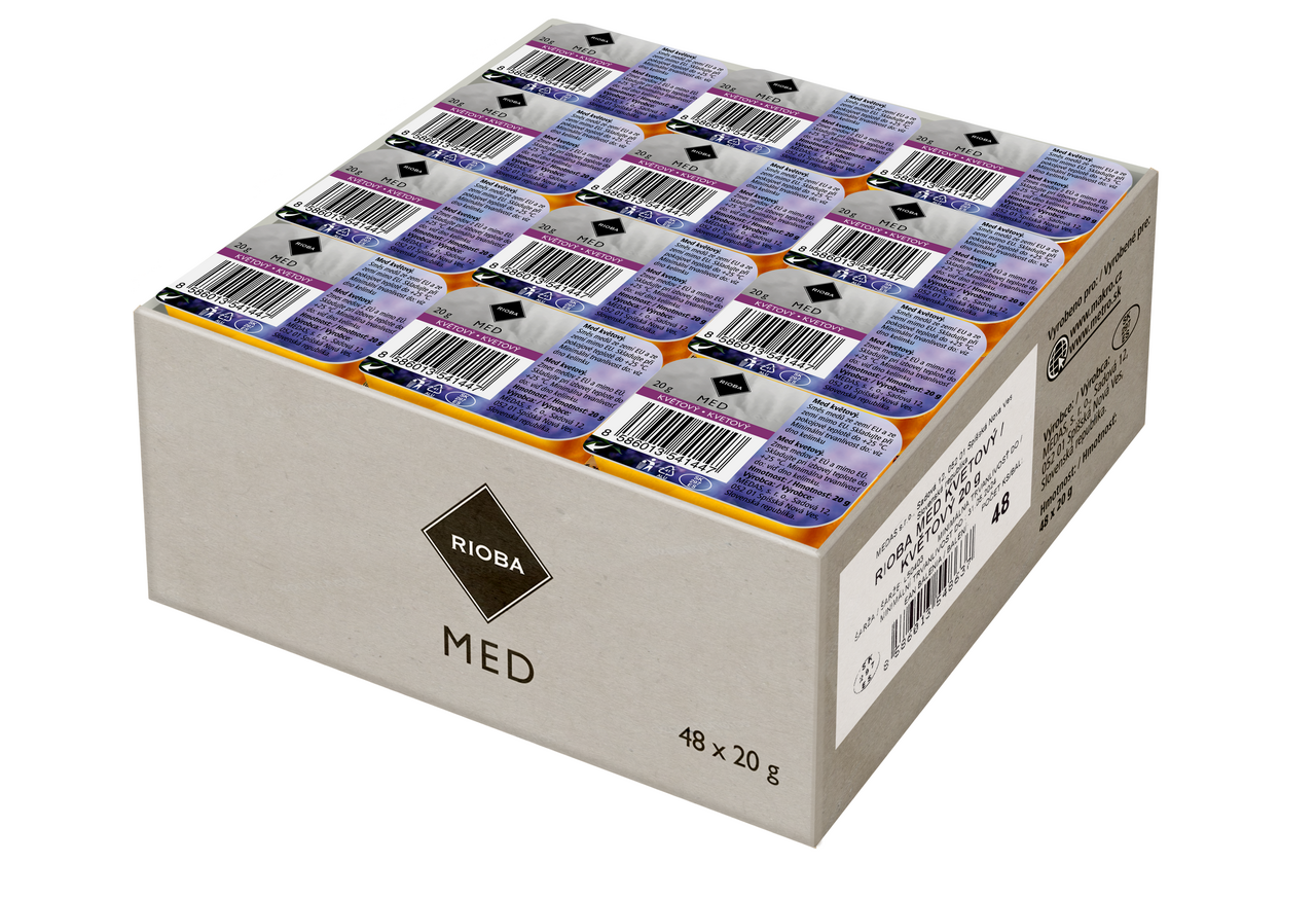 RIOBA Med květový 48 x 20 g - Med, Džemy, medy, sladké pomazánky, Trvanlivé