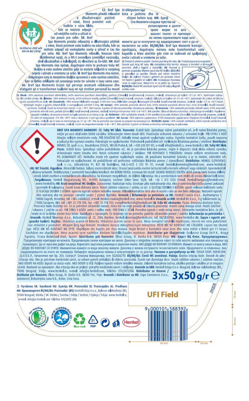 Bref Wellness Harmony 3 x 50 g - WC bloky, Toaleta, Čisticí přípravky ...