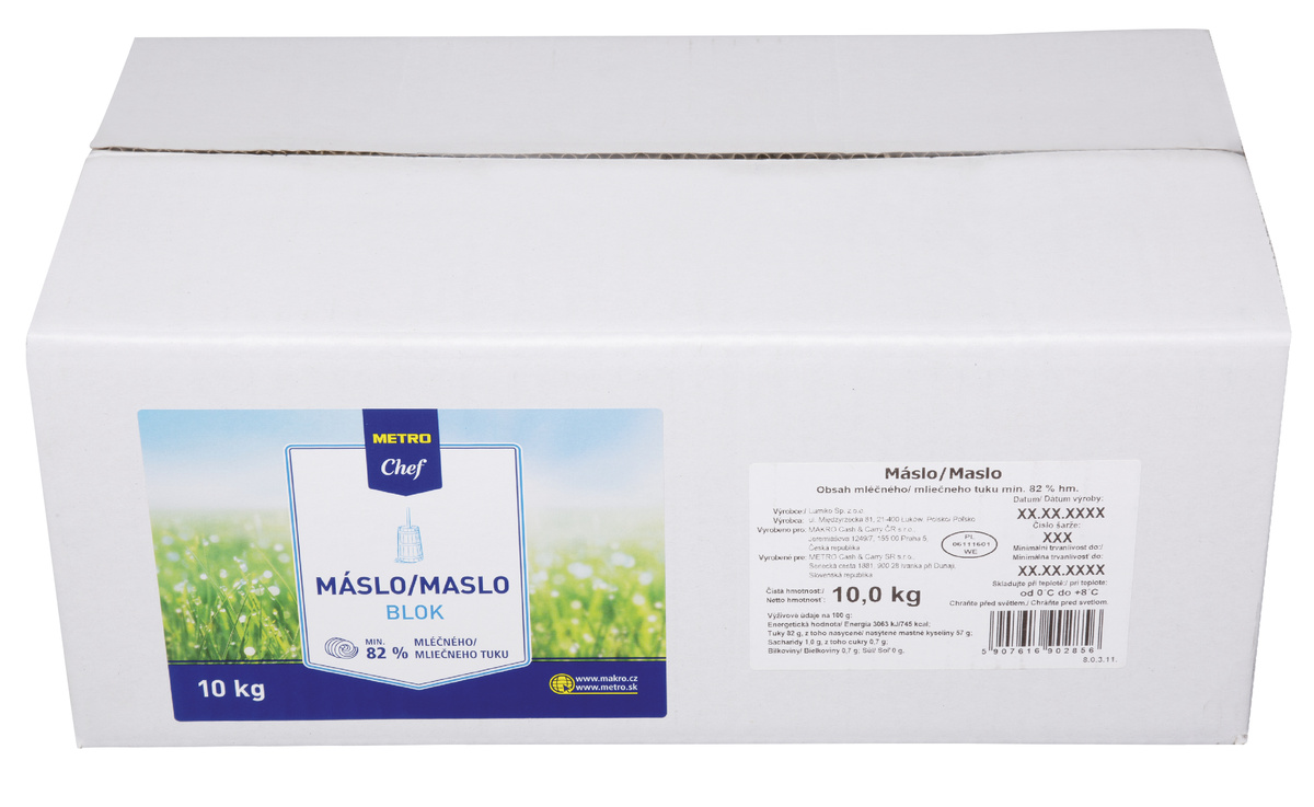 METRO Chef Máslo 82 % chlaz. 10 kg - Máslo, Máslo, margaríny, tuky ...