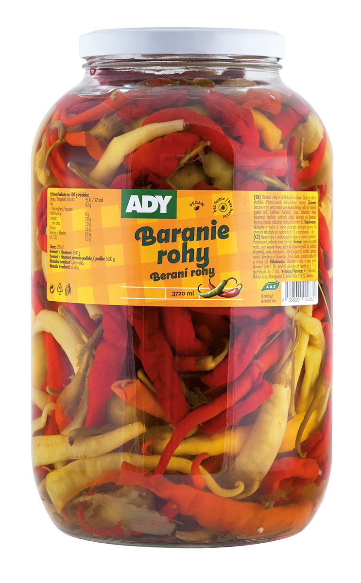 ADY Feferony beraní rohy 3,5 kg - Papriky, Konzervovaná zelenina ...