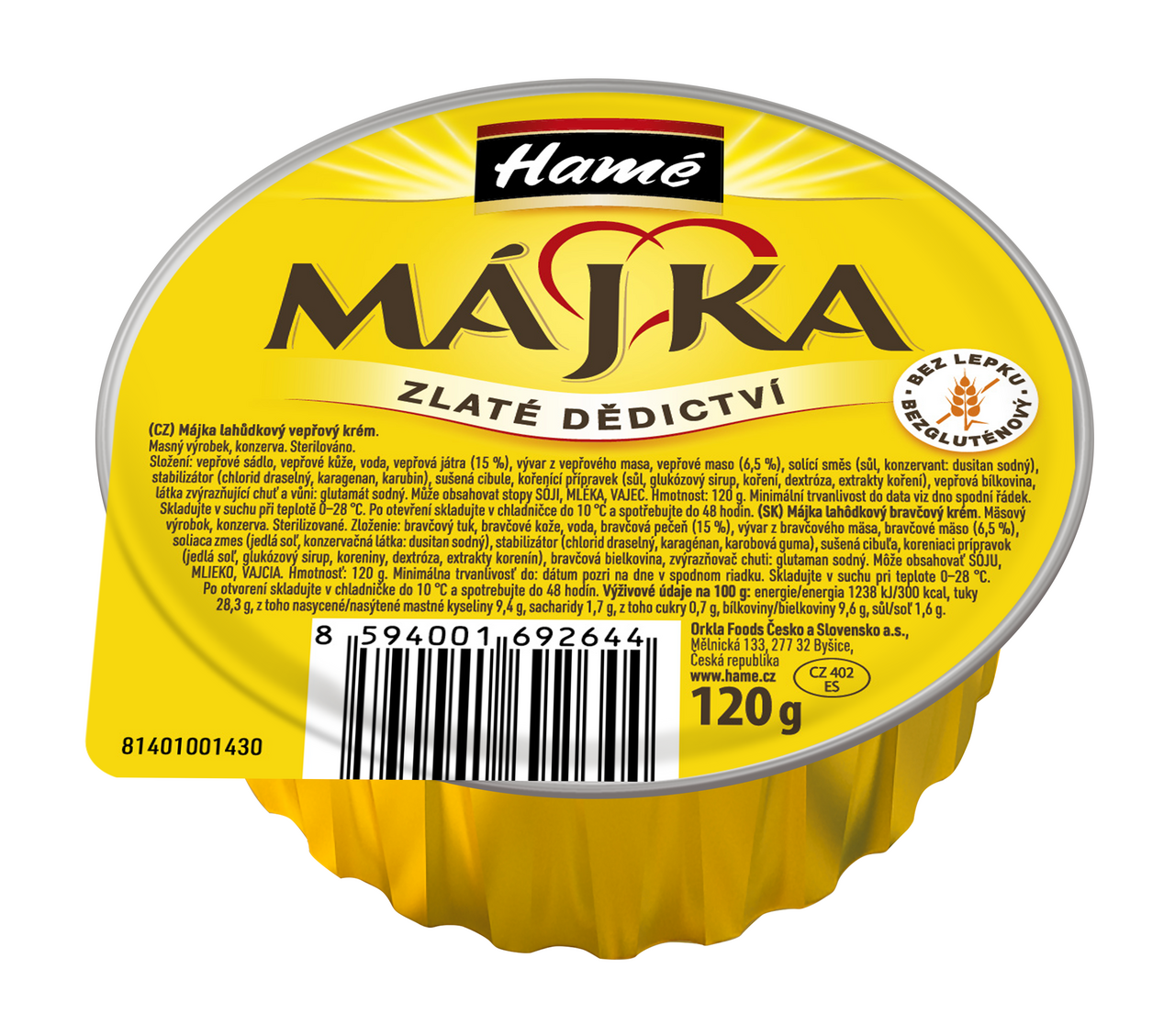 Hamé Májka paštika 16x120g - Masové, Paštiky, Konzervované potraviny ...