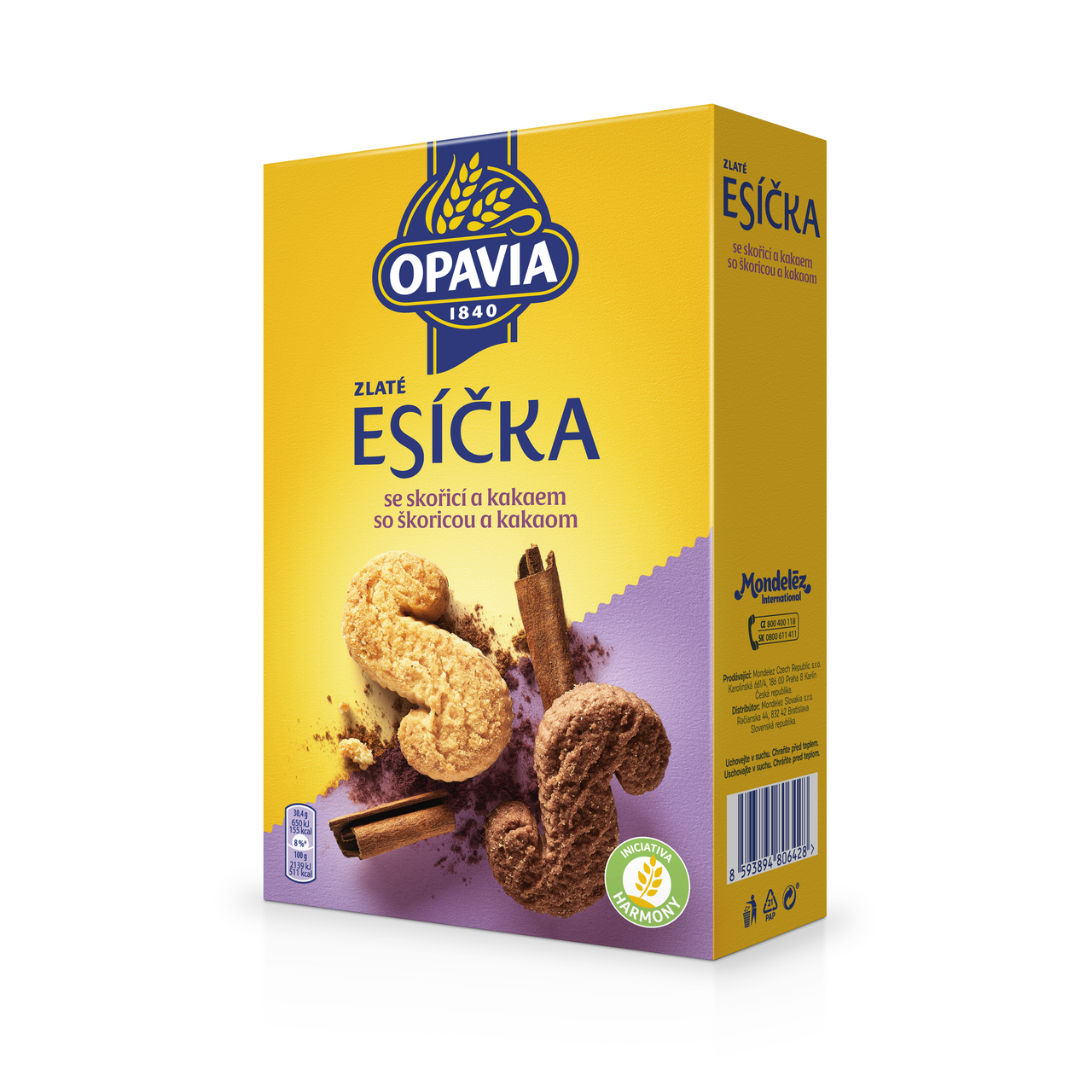 OPAVIA Zlaté esíčka sušenky se skořicí a kakaem 14 x 220 g - Piškoty a ...