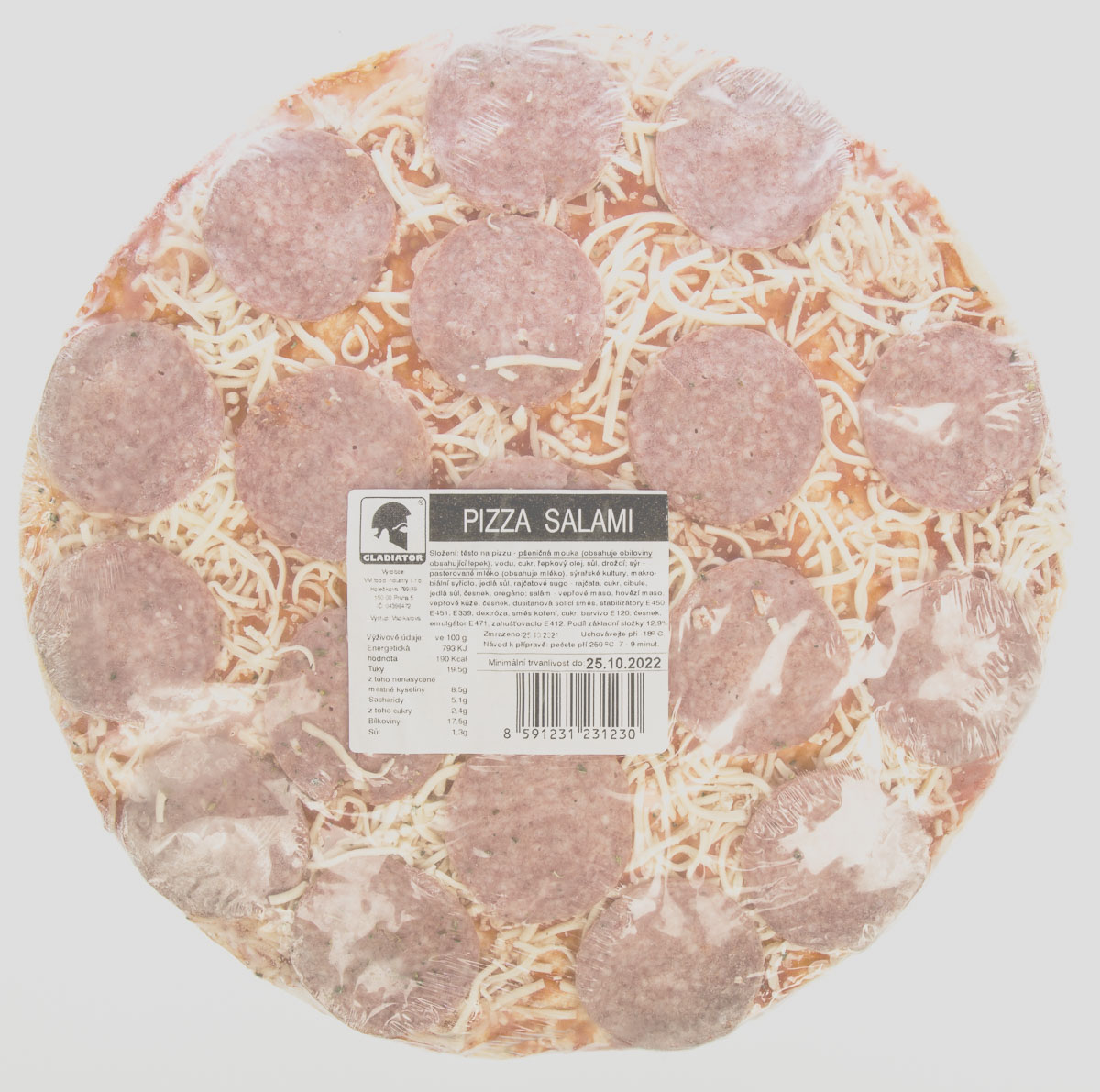 Gladiátor Pizza Salami mraž. 365 g - Pizzy, Hotová jídla, Mražené