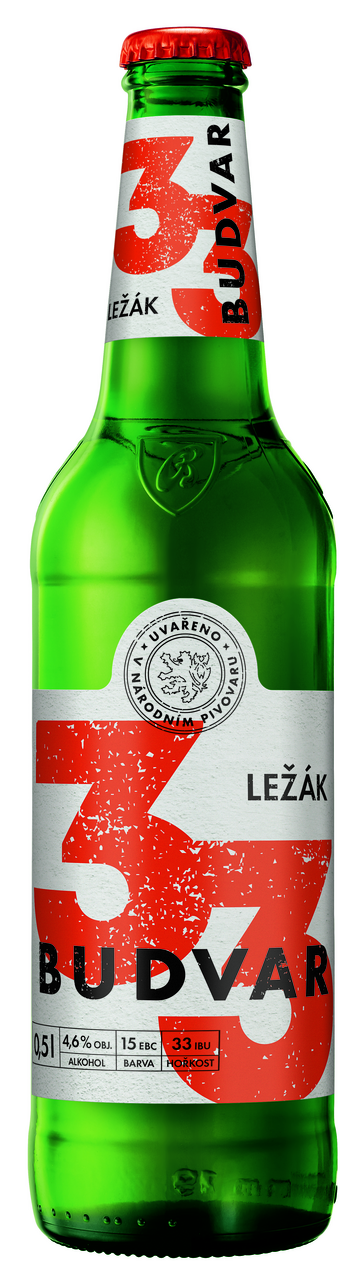 Budvar Pivo 33 20x500ml vratná láhev - Ležáky, Pivo, Nápoje, tabák