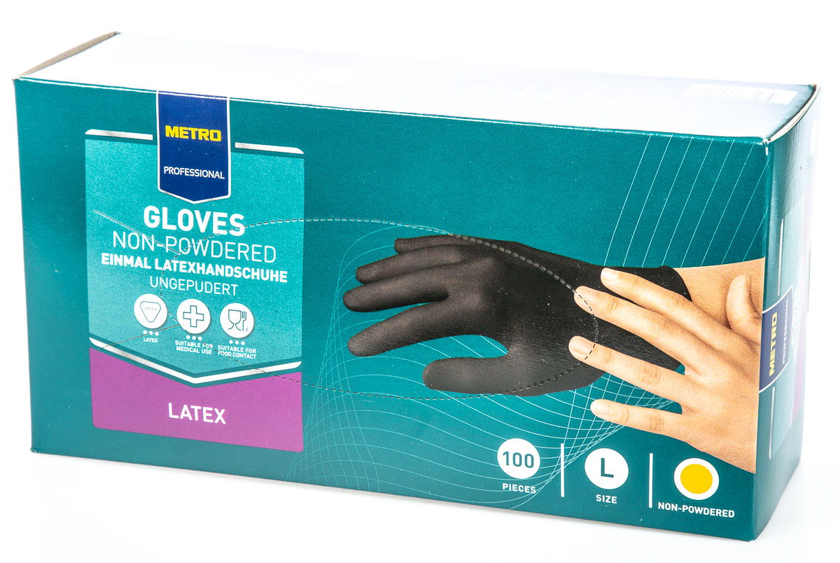 METRO PROFESSIONAL Rukavice nepudrované Latex černé vel. L 100 ks ...
