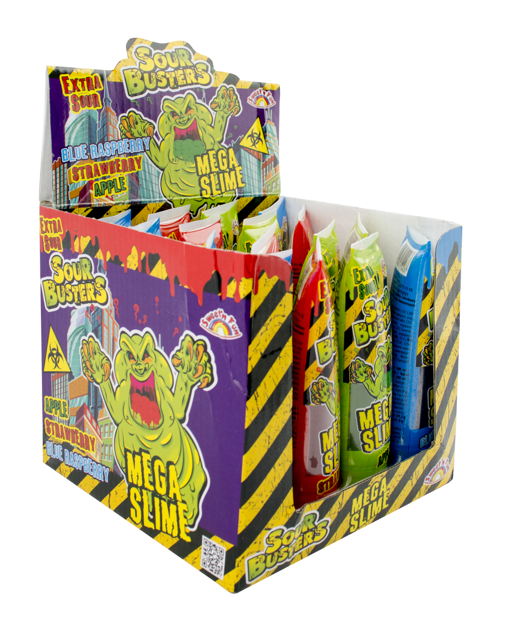 Sour Busters Jedlý sliz 16 x 80 g - Žvýkací bonbóny, Bonbóny, žvýkačky ...