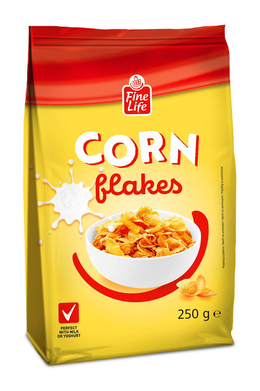 Fine Life Corn Flakes 6 x 250 g - Cereálie, Cereálie, müsli, Trvanlivé