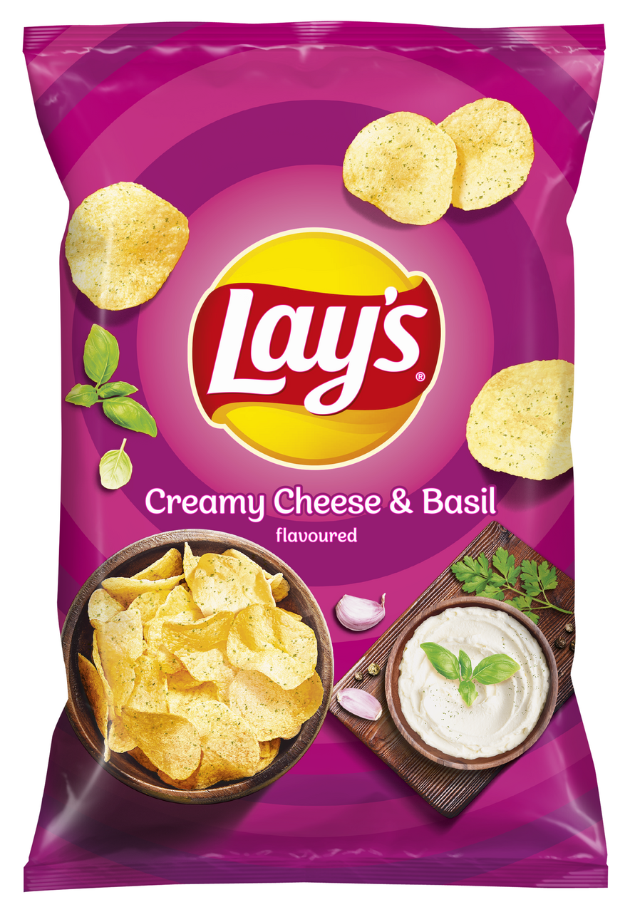 Lay's Creamy Cheese & Basil Chipsy 14 x 55 g - Chipsy, Slané snacky ...