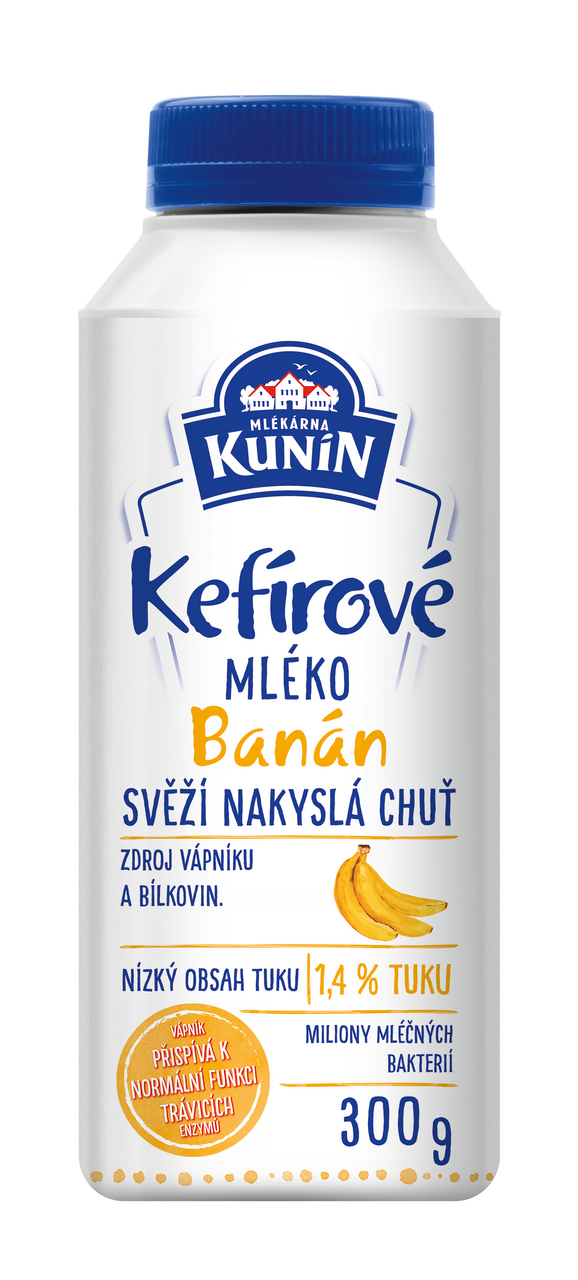 Kunín Mléko kefírové banán chlaz. 300 g - Acidofilní mléko, Kysané ...
