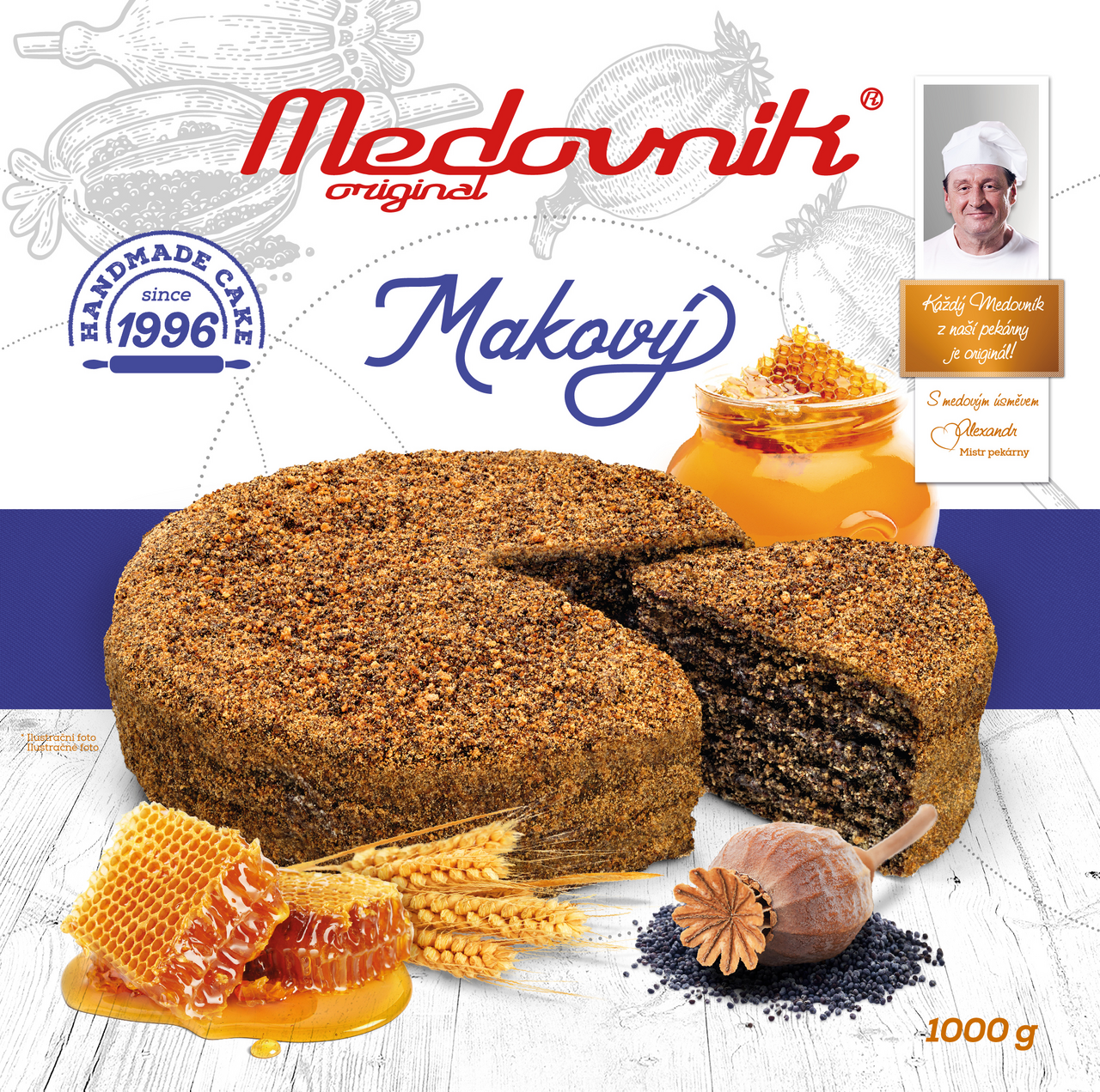 Medovník Original Makový chlaz. 1000 g - Dorty, Chlazené, Pekárna, cukrárna