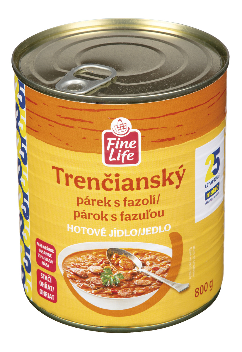 Fine Life Hotovky Trenčanský párek s fazolí chlaz. 800 g - S masem ...