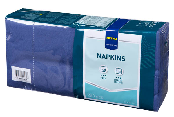 METRO PROFESSIONAL Ubrousky 2vrstvé 33 x 33 cm modré 250 ks - Ubrousky ...