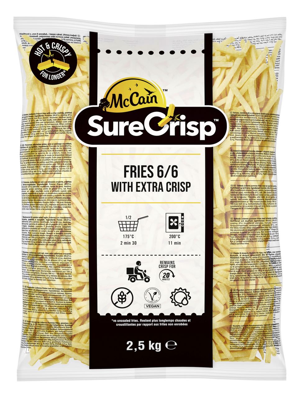 McCain Pommes Frites Stay Crisp Julienne 2,5 kg Beutel