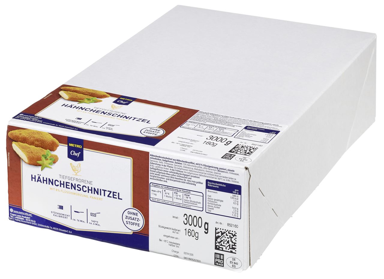 METRO Chef Hähnchenschnitzel tiefgefroren, paniert, 18 Stück à ca. 160 ...