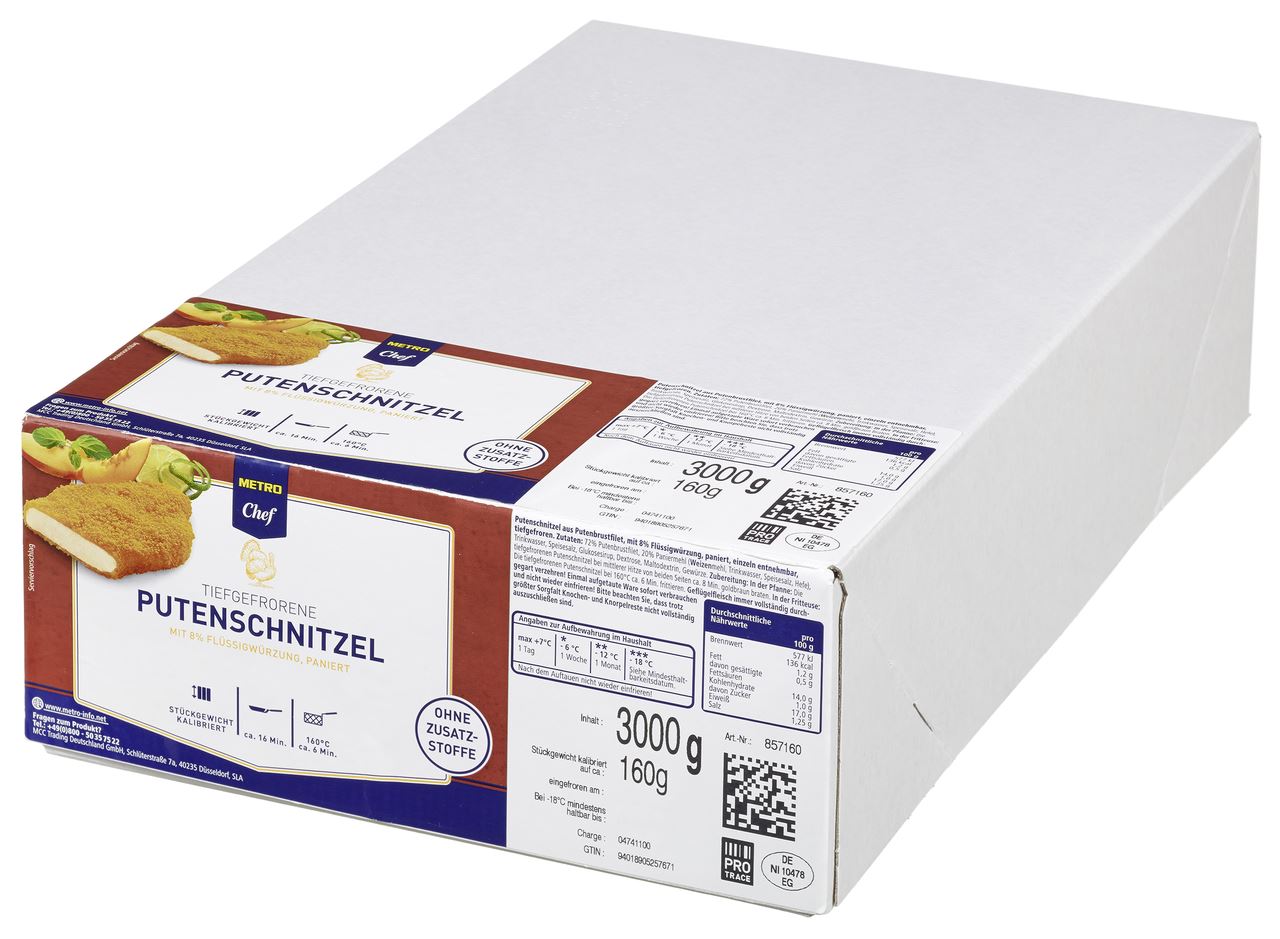 METRO Chef Puten-Schnitzel tiefgefroren, paniert, 18 Stück à ca. 160 g ...