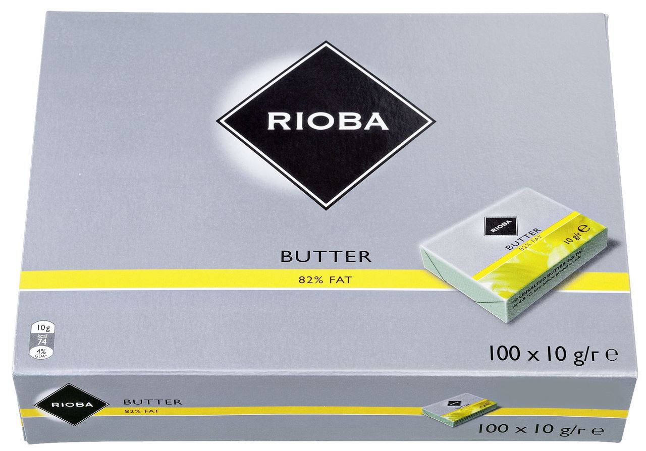 RIOBA Butter Einzelportionen 82 % Fett, 100 Stück à 10 g - 1 kg Karton