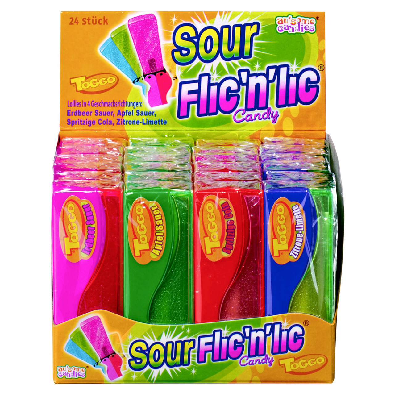 Toggo Flic'n'lic Candy Lutscher Sour 24 Stück á 14 g 288 x 336 g Schachteln