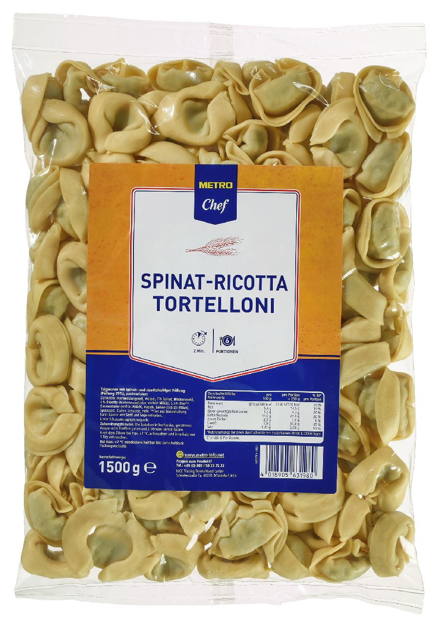 METRO Chef Tortelloni Ricotta und Spinat - 1,5 kg Beutel