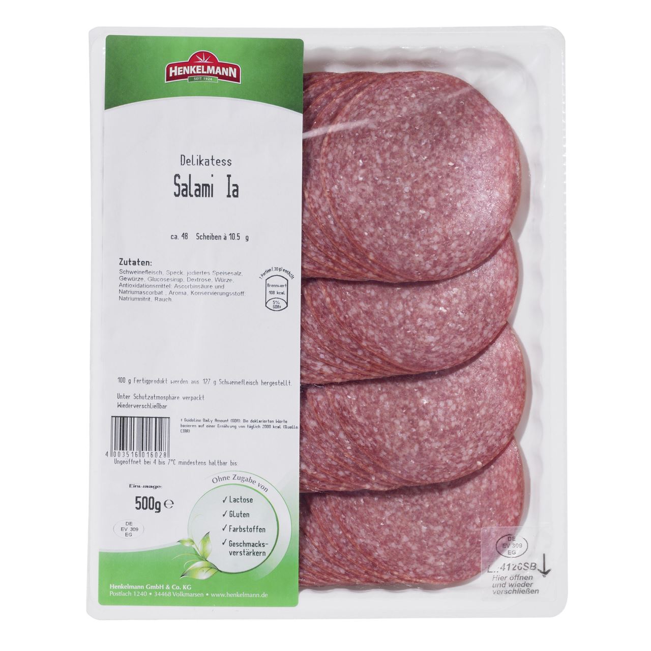 Henkelmann Salami 1A 500 g Packung