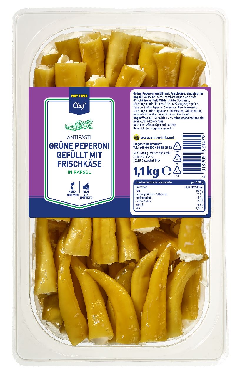 METRO Chef Peperoni gefüllt mit Frischkäse gekühlt - 1,1 kg Packung
