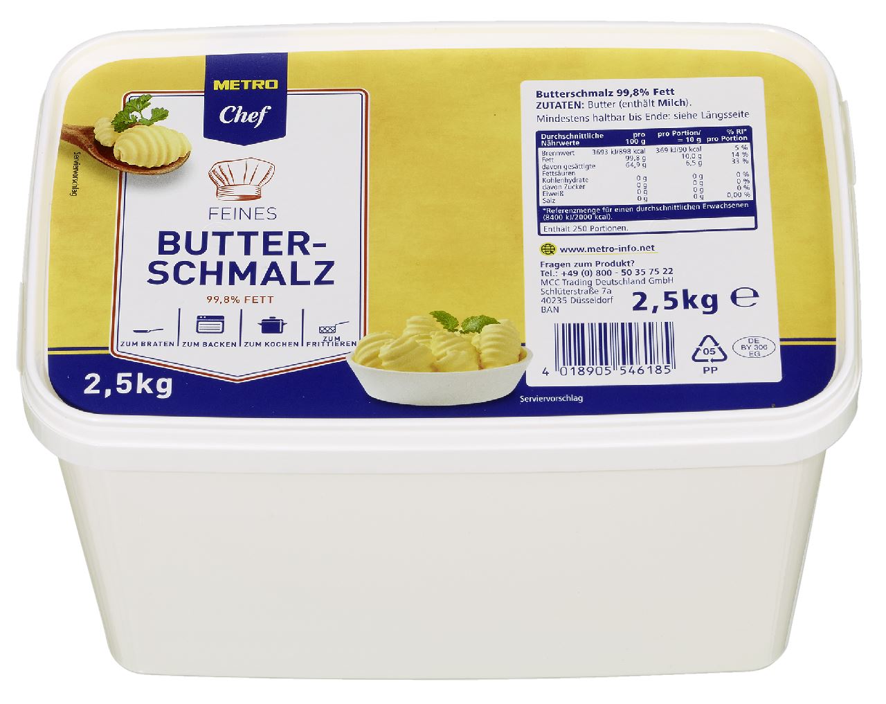 METRO Chef Butterschmalz 99,8 % Fett - 2,5 kg Packung