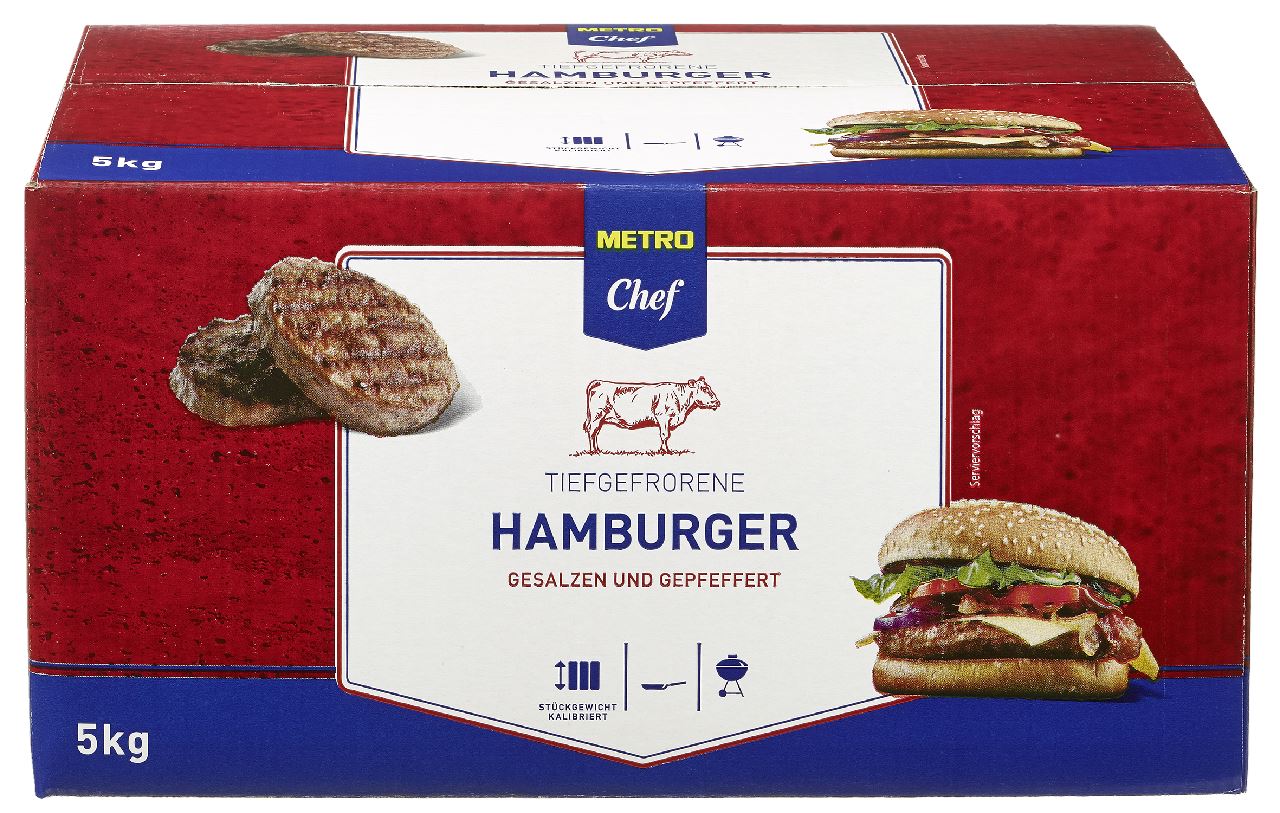 METRO Chef Hamburger Patty tiefgefroren 80 Stück à ca. 62,5 g - 5 kg Karton
