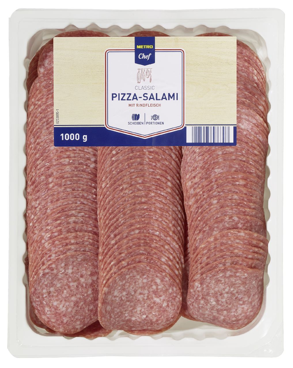 METRO Chef Pizza Salami geschnitten, gekühlt, ca. 80 mm - 1 kg Packung