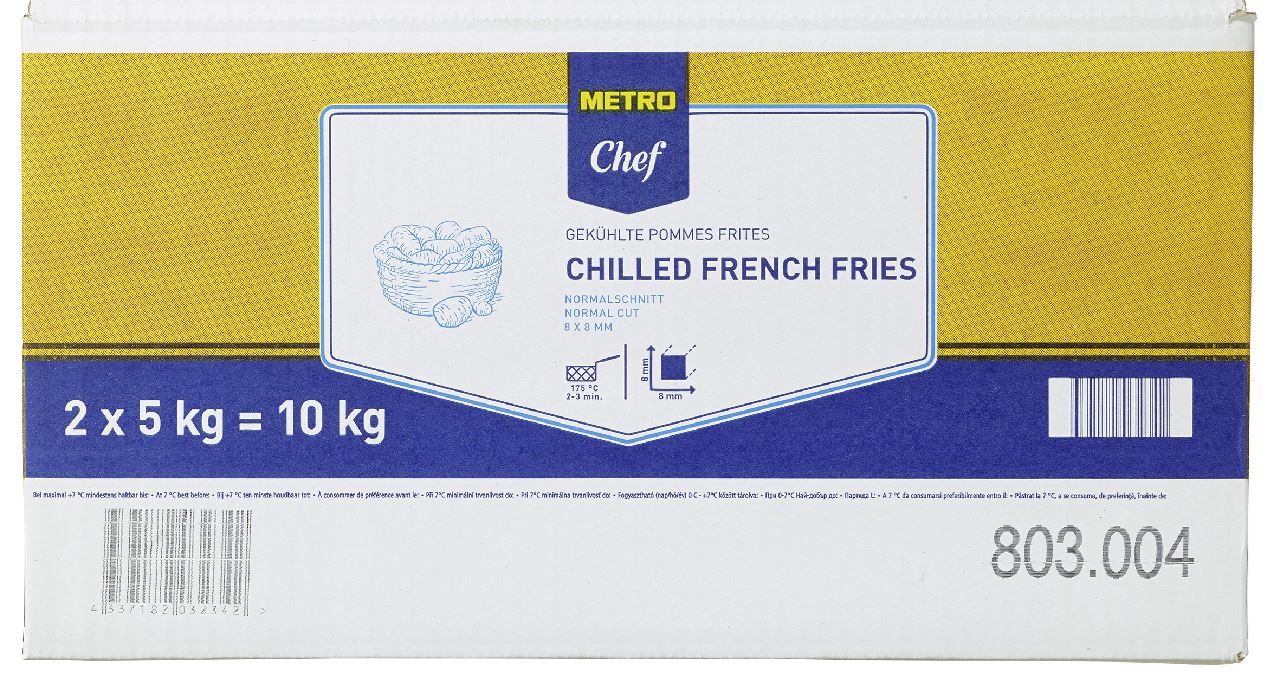 METRO Chef Pommes Frites 8 x 8 mm, 2 Stück à 5 kg - 10 kg Karton