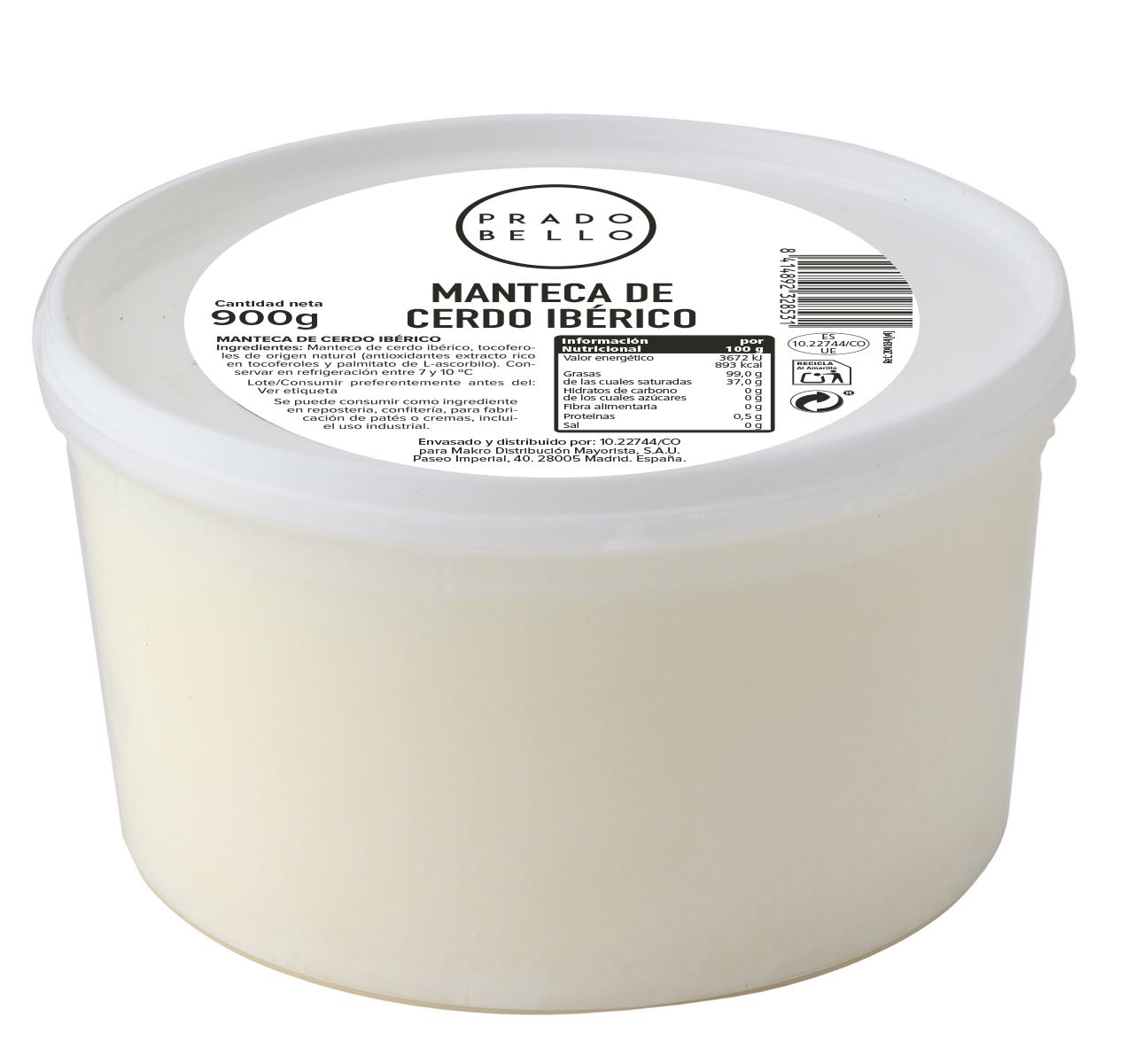 PRADO BELLO manteca de cerdo ibérico 900g