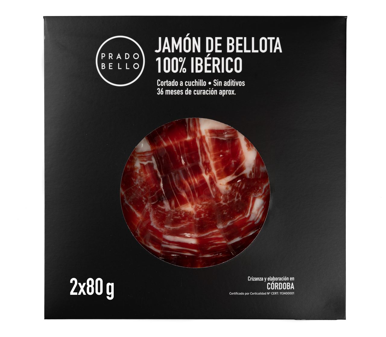 PRADO BELLO jamon bta 100% ibérico cortado a mano de 80 g contiene 2 ...