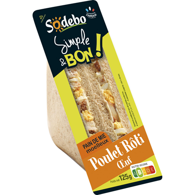 Sandwich poulet rôti oeuf 125 g Sodebo