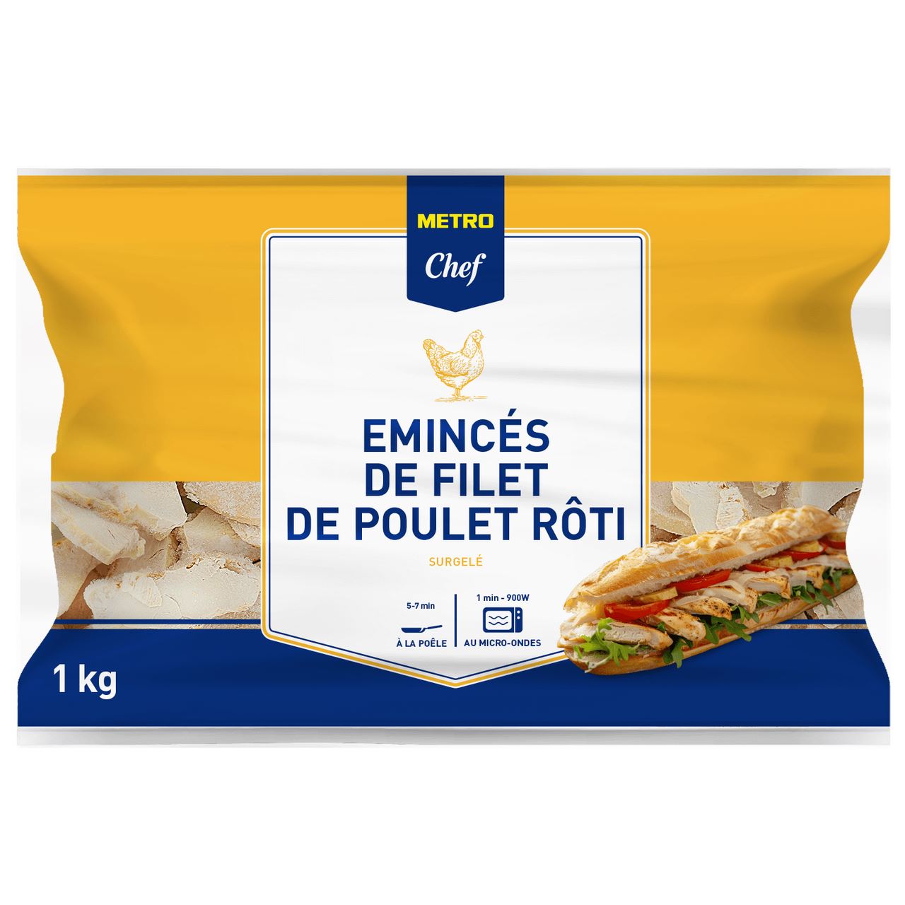 METRO Chef Émincé de filet de poulet Roti halal 1 kg