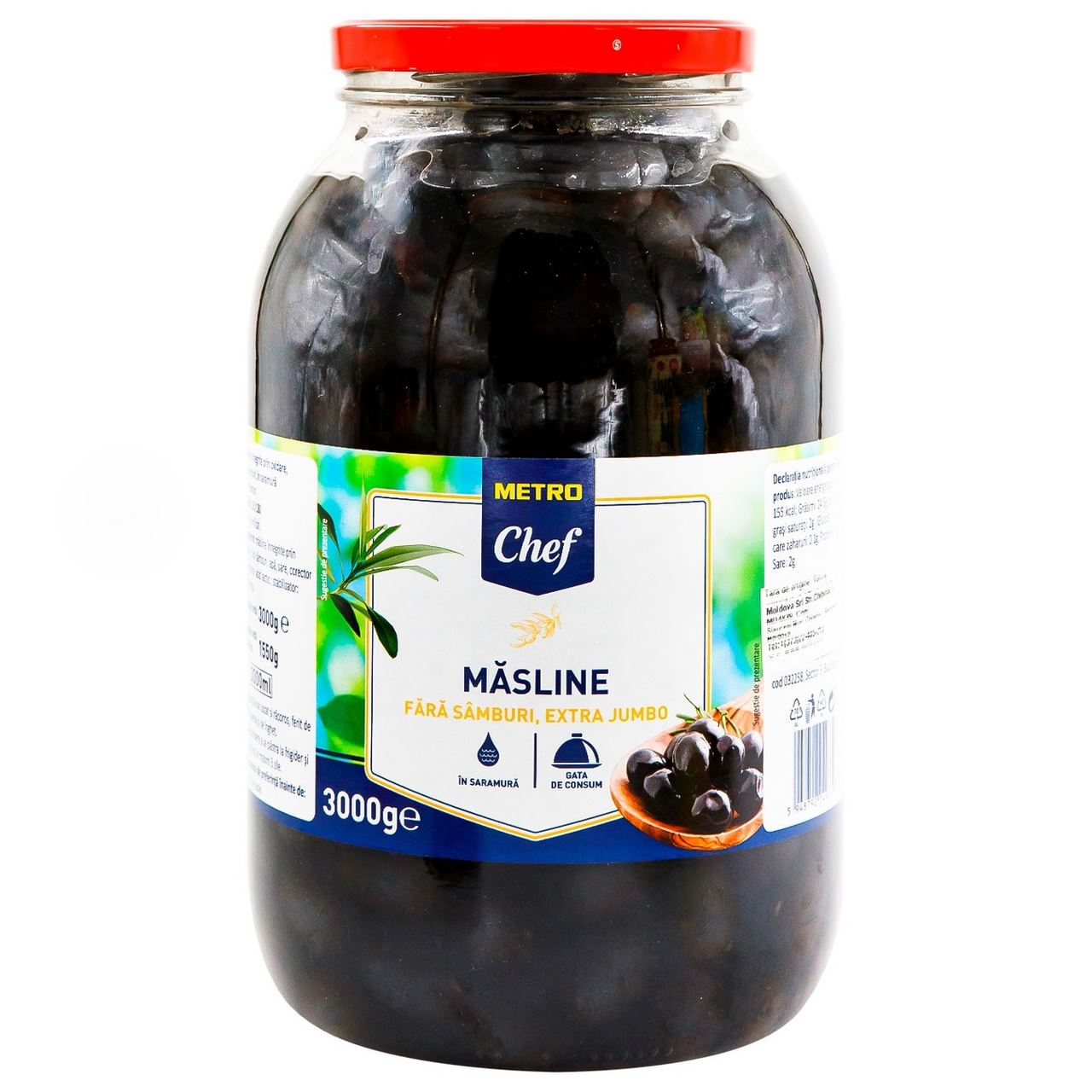 METRO Chef Masline Negre Fără Sâmburi 3000g