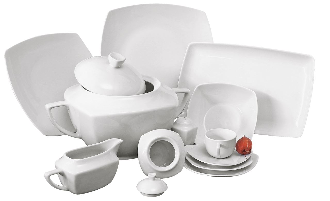 APULUM Square Set 6 Farfurii Patrate Portelan pentru Desert 20 cm