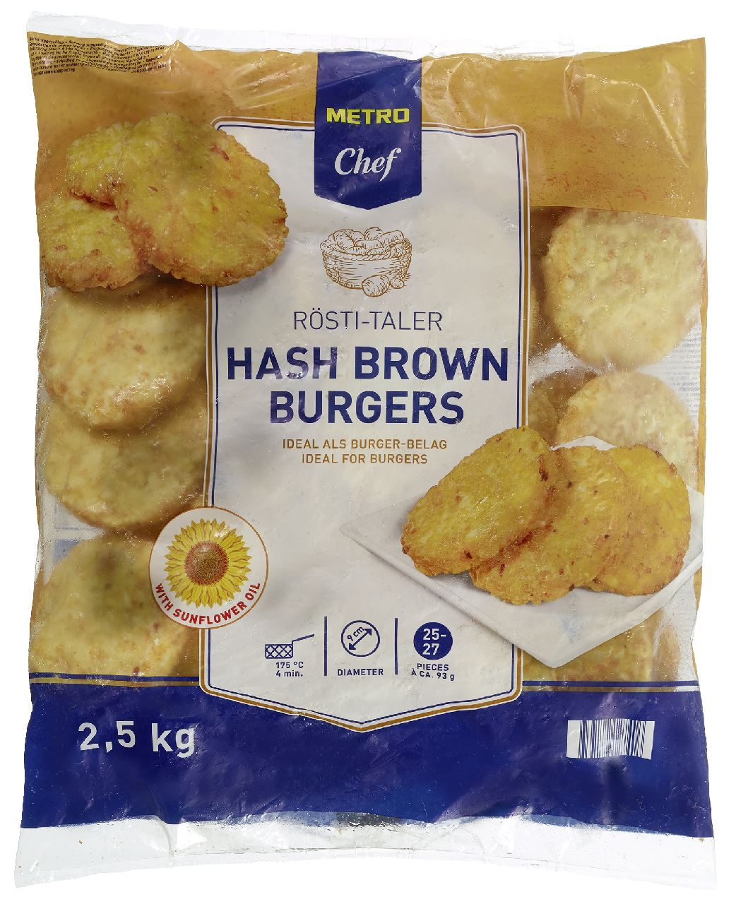 METRO Chef Zamrznuti burgeri od krompira prečnika 9 cm, 25-27 kom/pak ...
