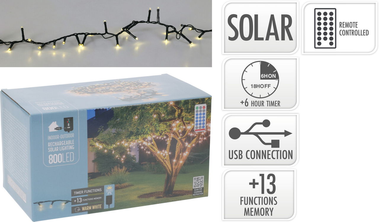 Koopman Reťaz 800 LED solárna biela 1 ks - Exteriér, Svetelné dekorácie ...